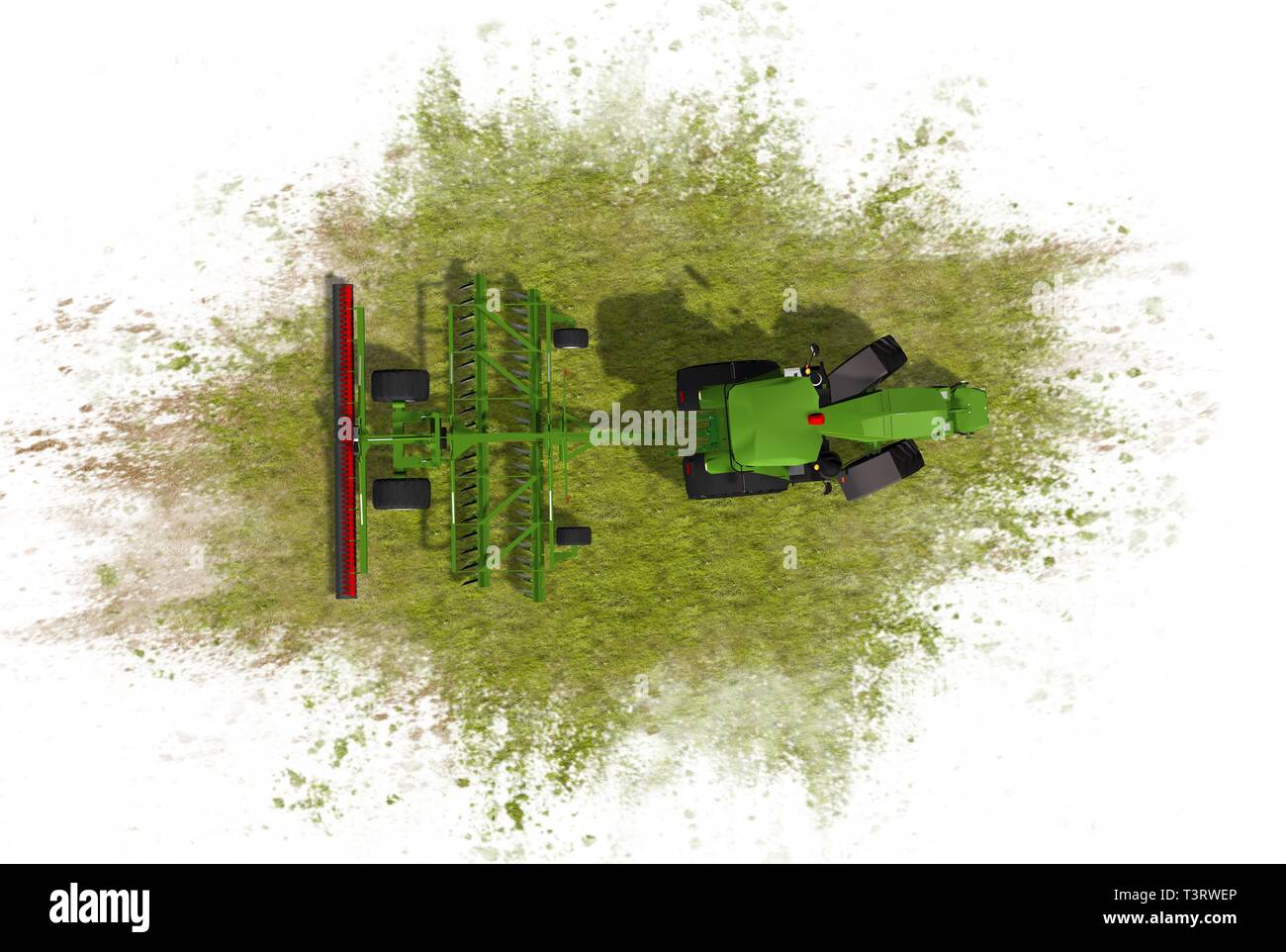 Agricultural farming Tractor with trailer - isolated on white Stock ...