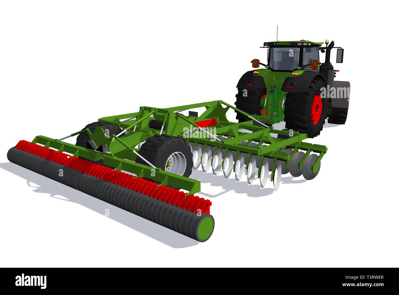 Agricultural farming Tractor with trailer - isolated on white Stock ...