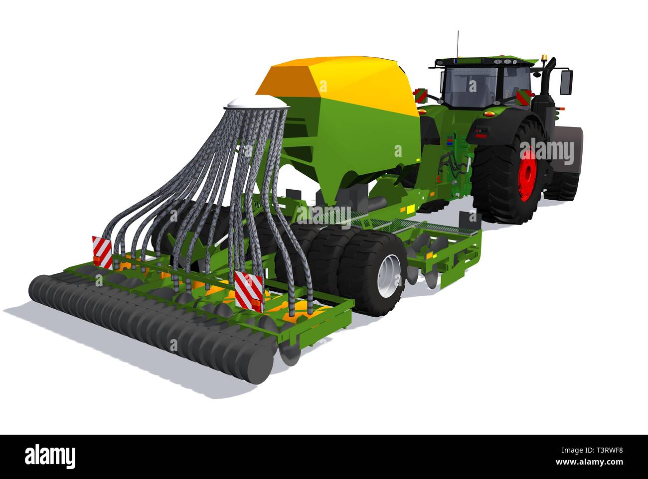 Agricultural farming Tractor with trailer - isolated on white Stock ...