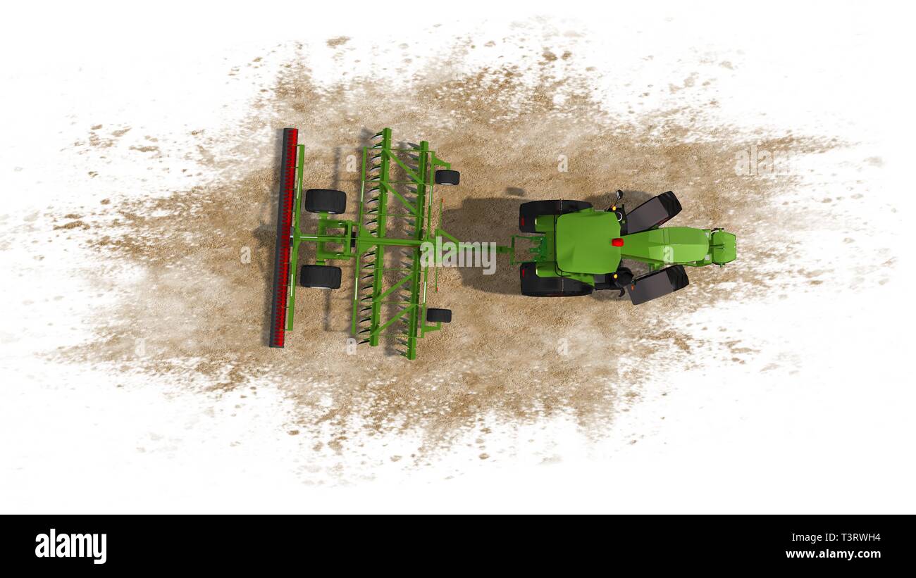 Agricultural farming Tractor with trailer - isolated on white Stock ...