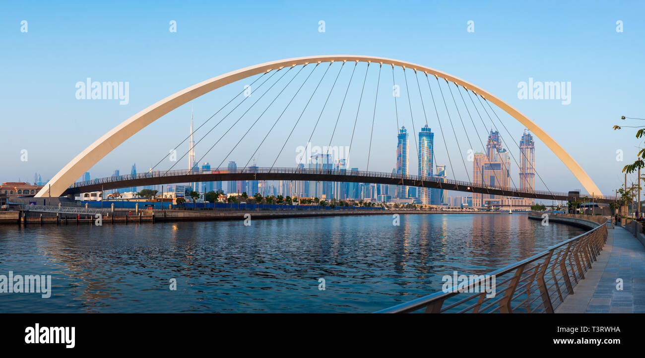 Panoramic view of Dubai from the water canal in the uae Stock Photo - Alamy