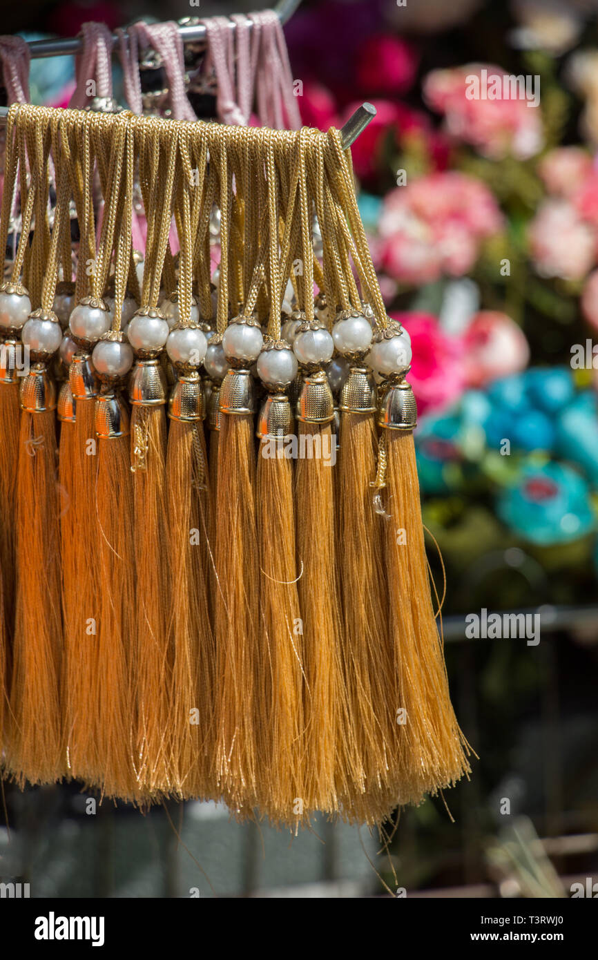 Selection of Ottoman Turkish traditional tassels in various colors ...