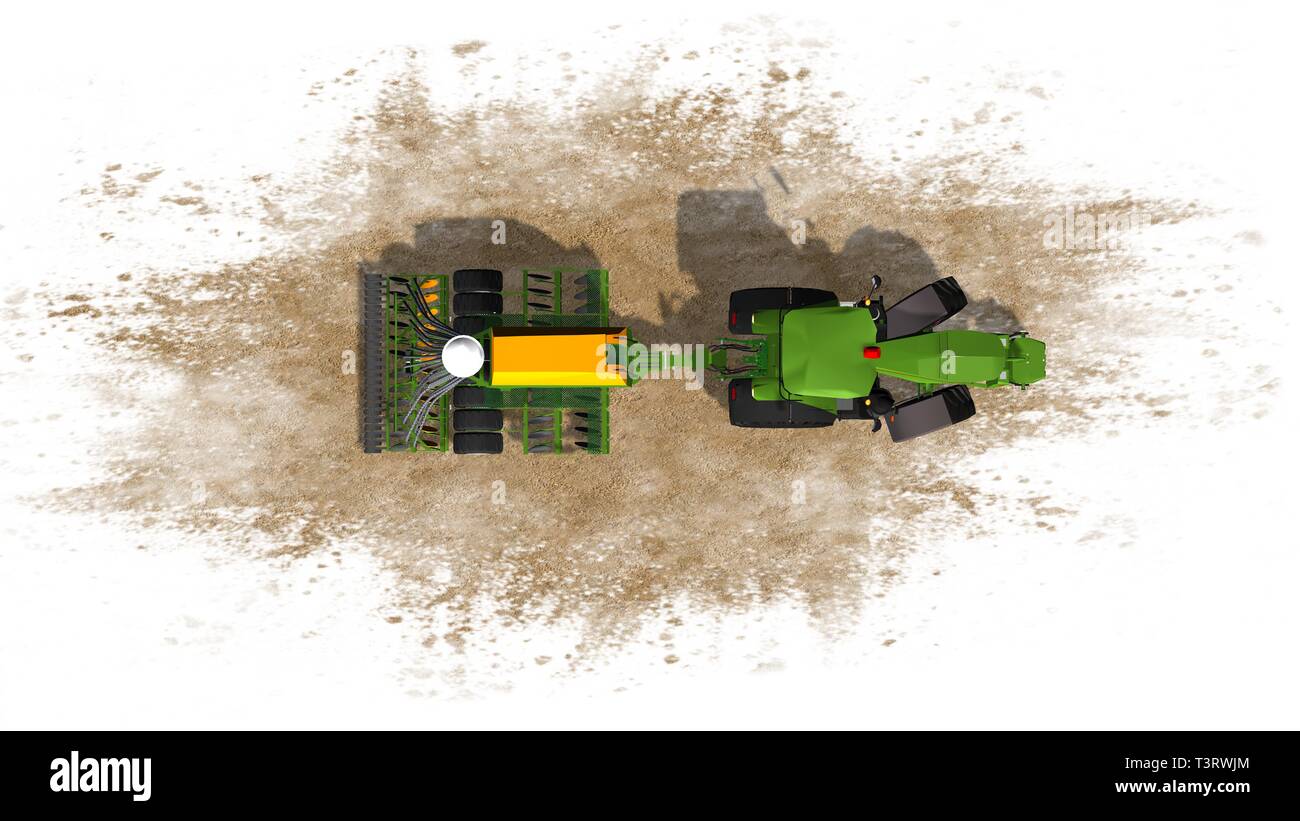 Agricultural farming Tractor with trailer - isolated on white Stock ...