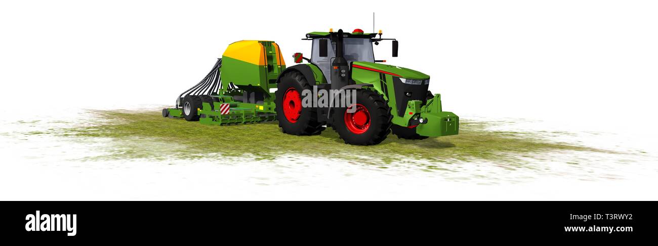 Agricultural farming Tractor with trailer - isolated on white Stock ...