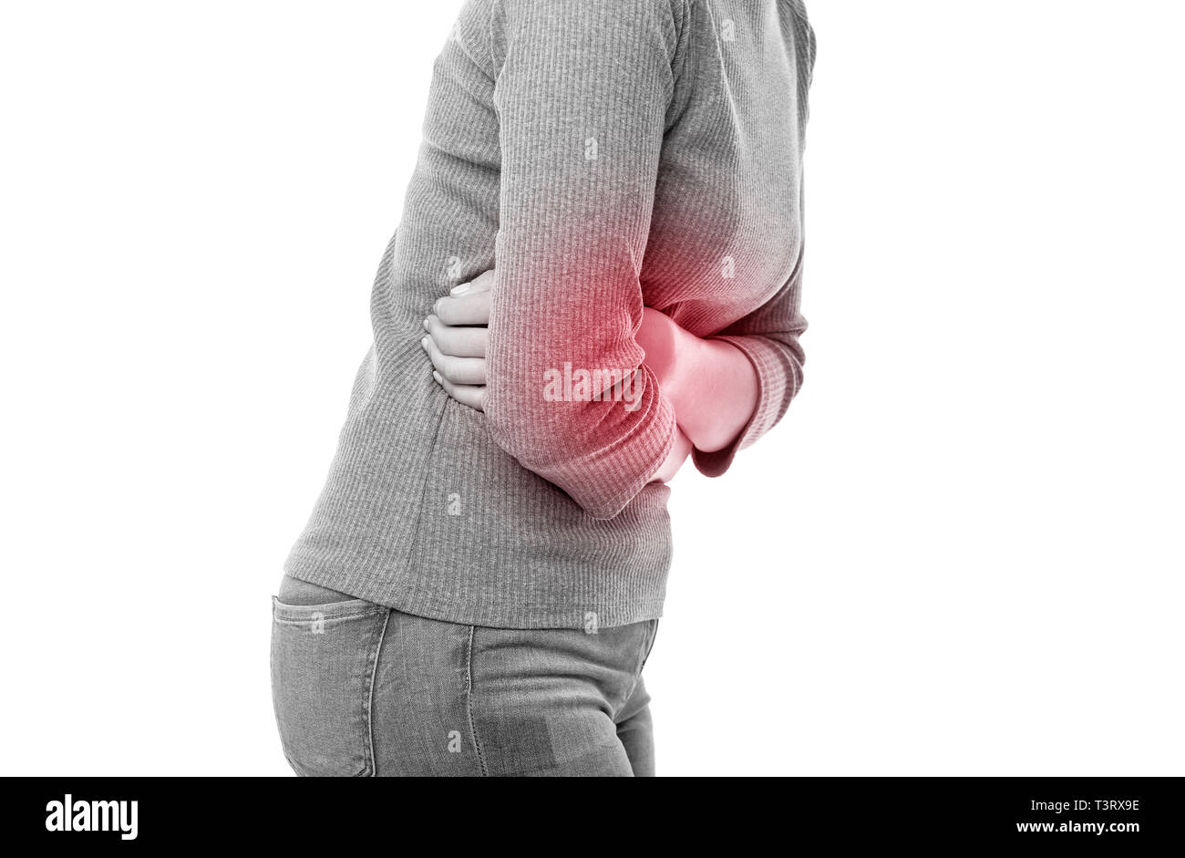 Figure of a woman in pain in the body on a white background Stock Photo ...