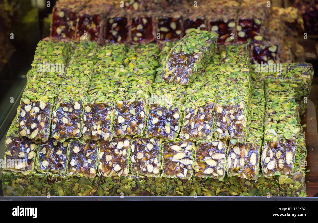 Load of traditional turkish delight rahat lokum Stock Photo - Alamy