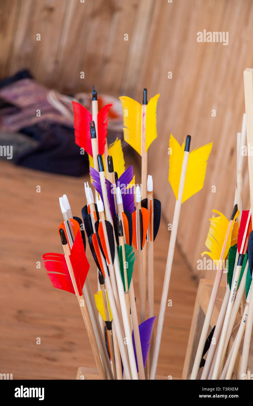 Antique old wooden arrows Stock Photo - Alamy
