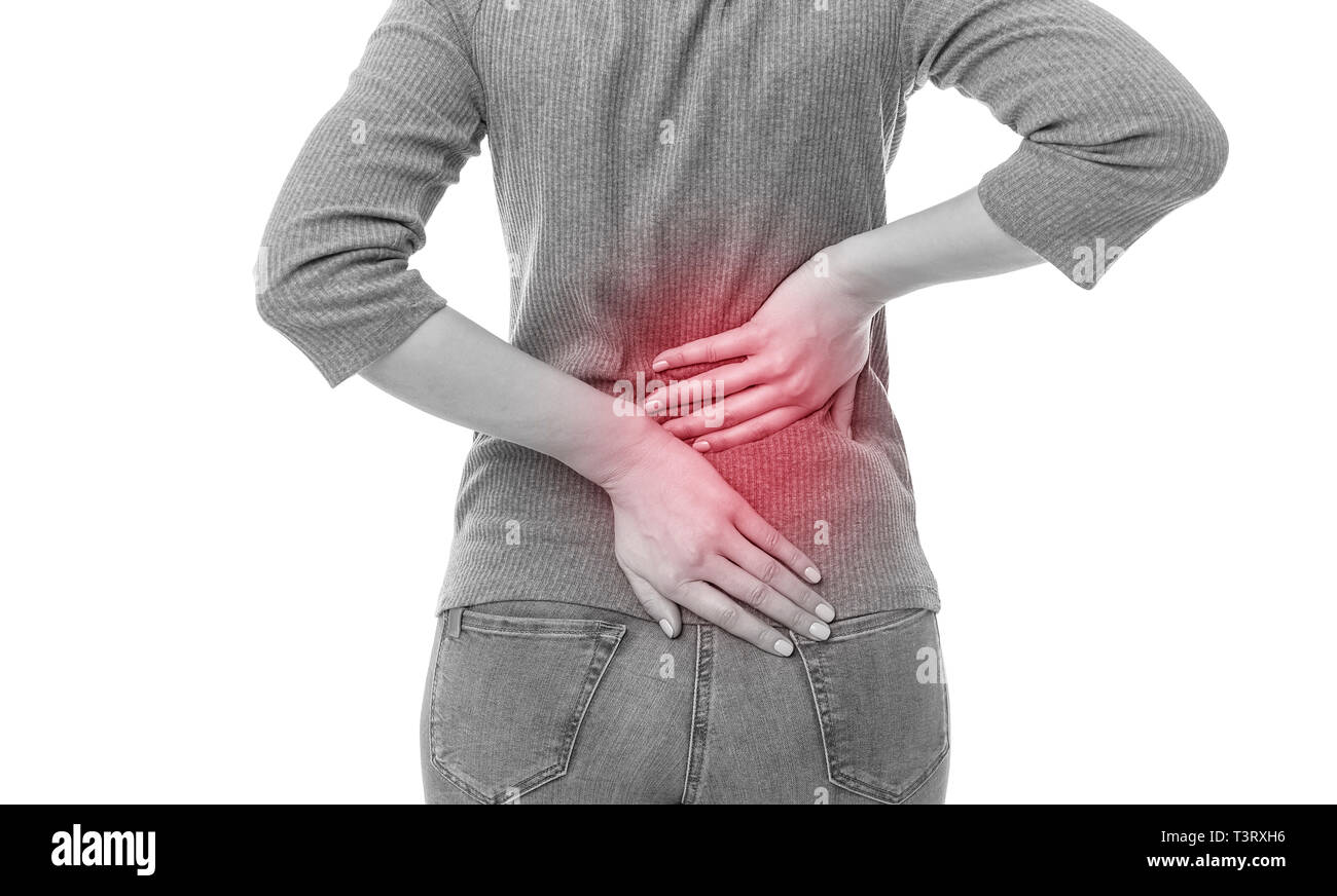 Figure of a woman in pain in the body on a white background Stock Photo ...