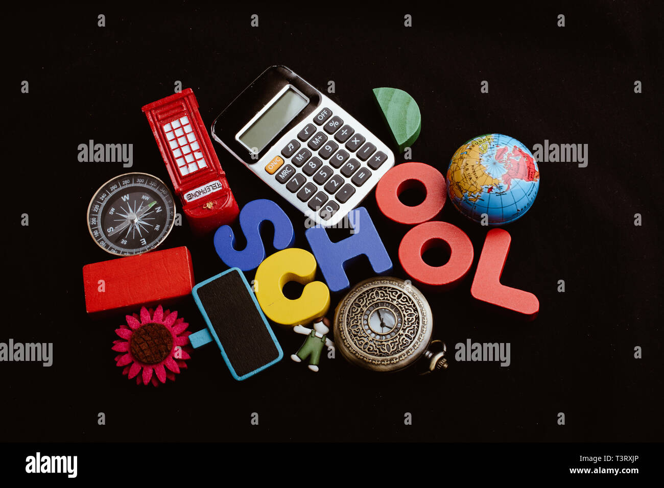 Education concept by School lettering with colorful wooden letters ...