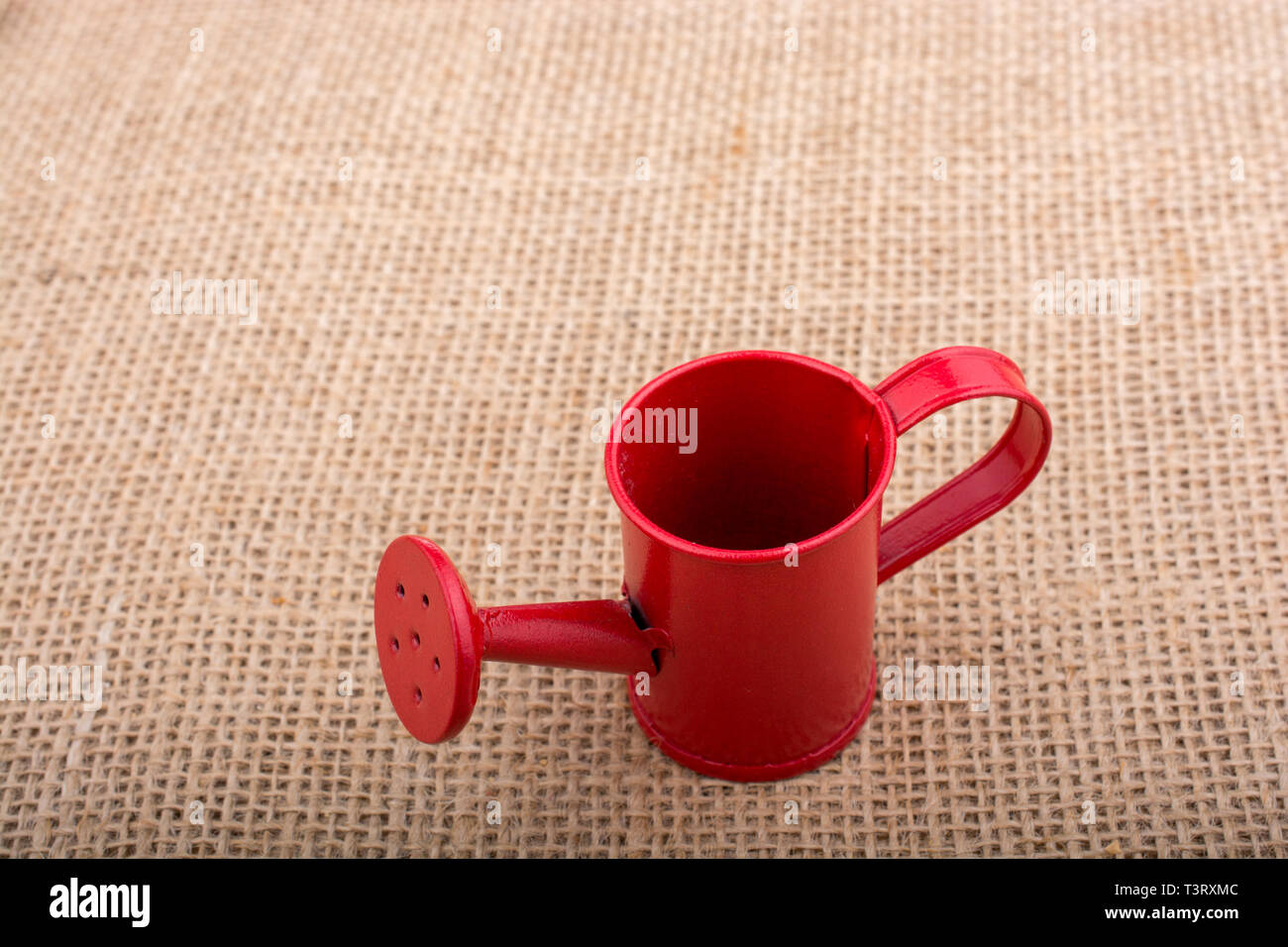 Watering can on a canvas background Stock Photo - Alamy