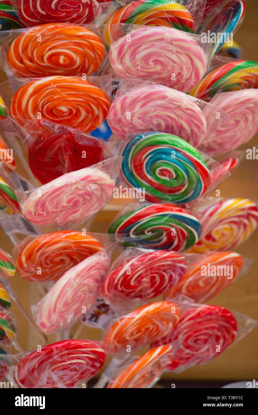 delicious colorful swirl candy and sweets for kids Stock Photo - Alamy