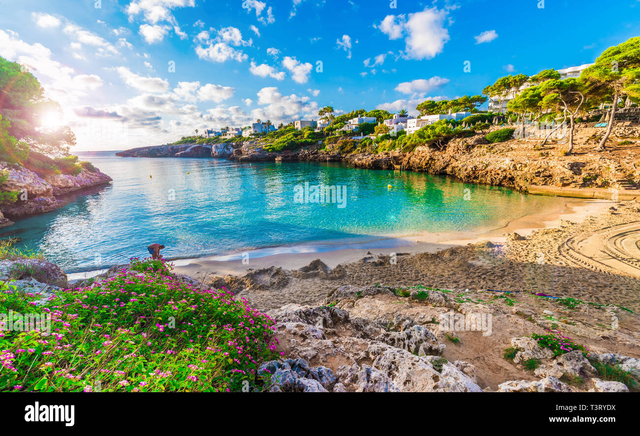 Little beach Cala Esmeralda, Cala d'Or city, Palma Mallorca, Spain ...