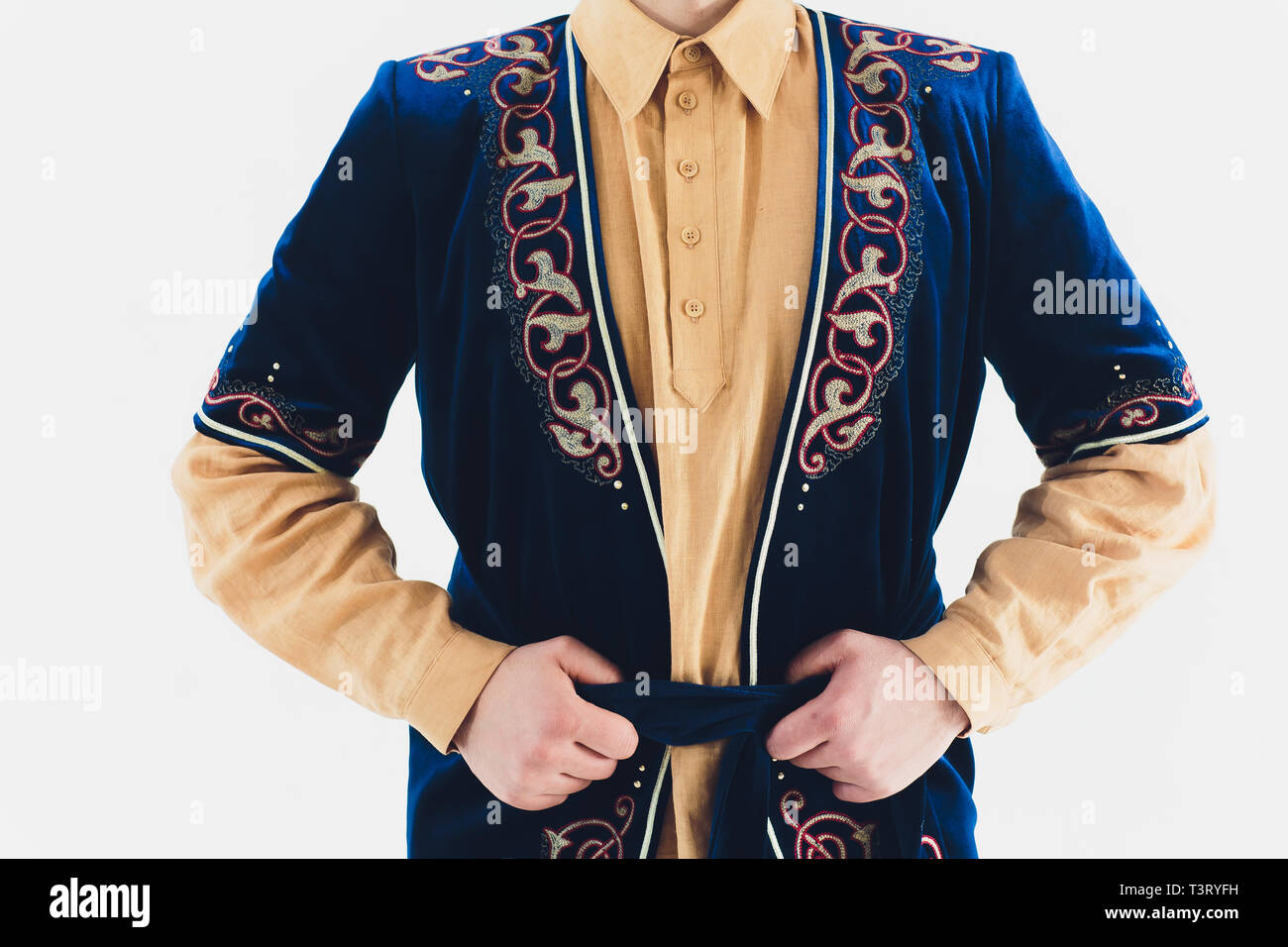 national Bashkir costumes. peoples of Russia. Tatars on white ...