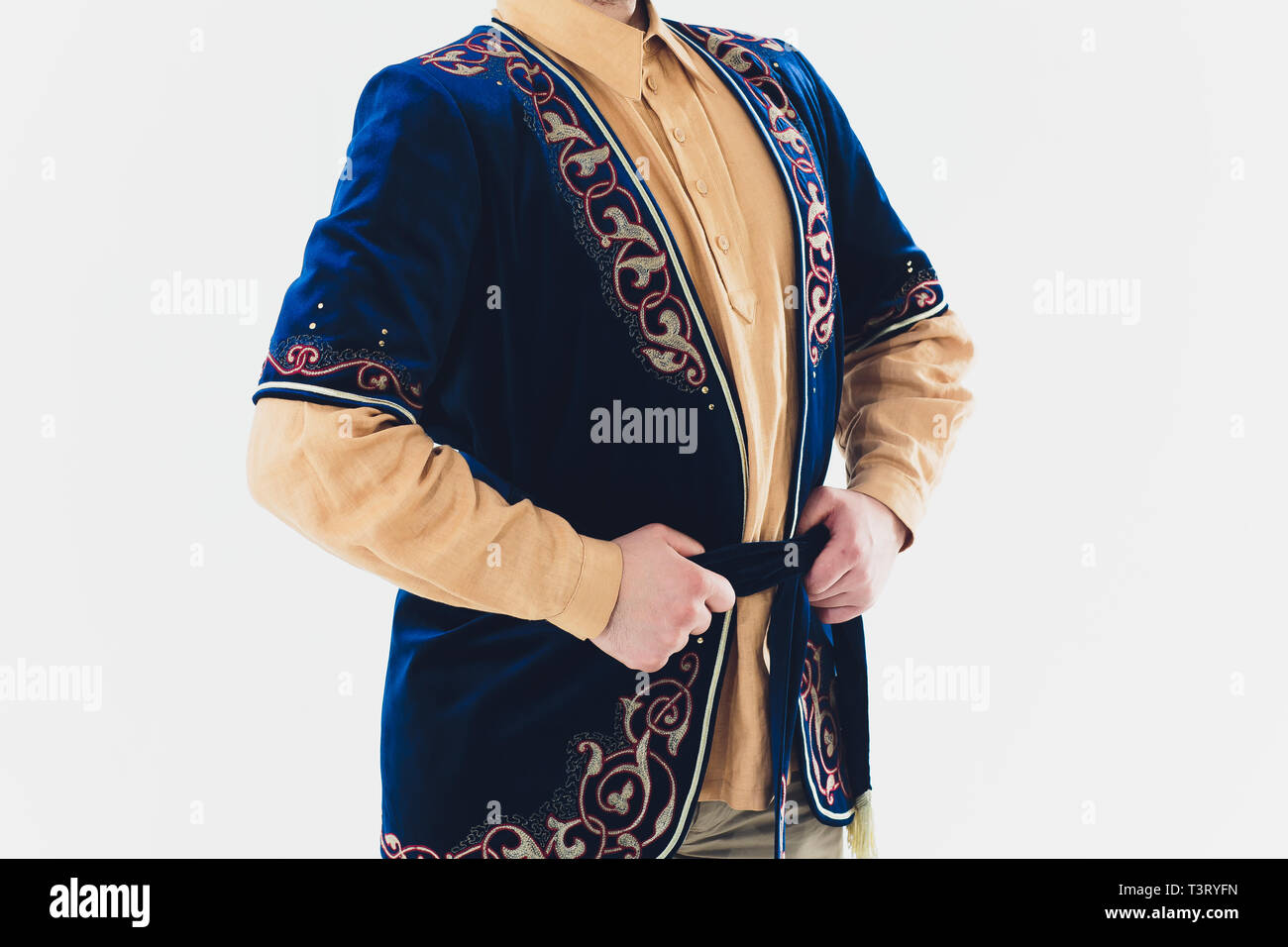 national Bashkir costumes. peoples of Russia. Tatars on white ...