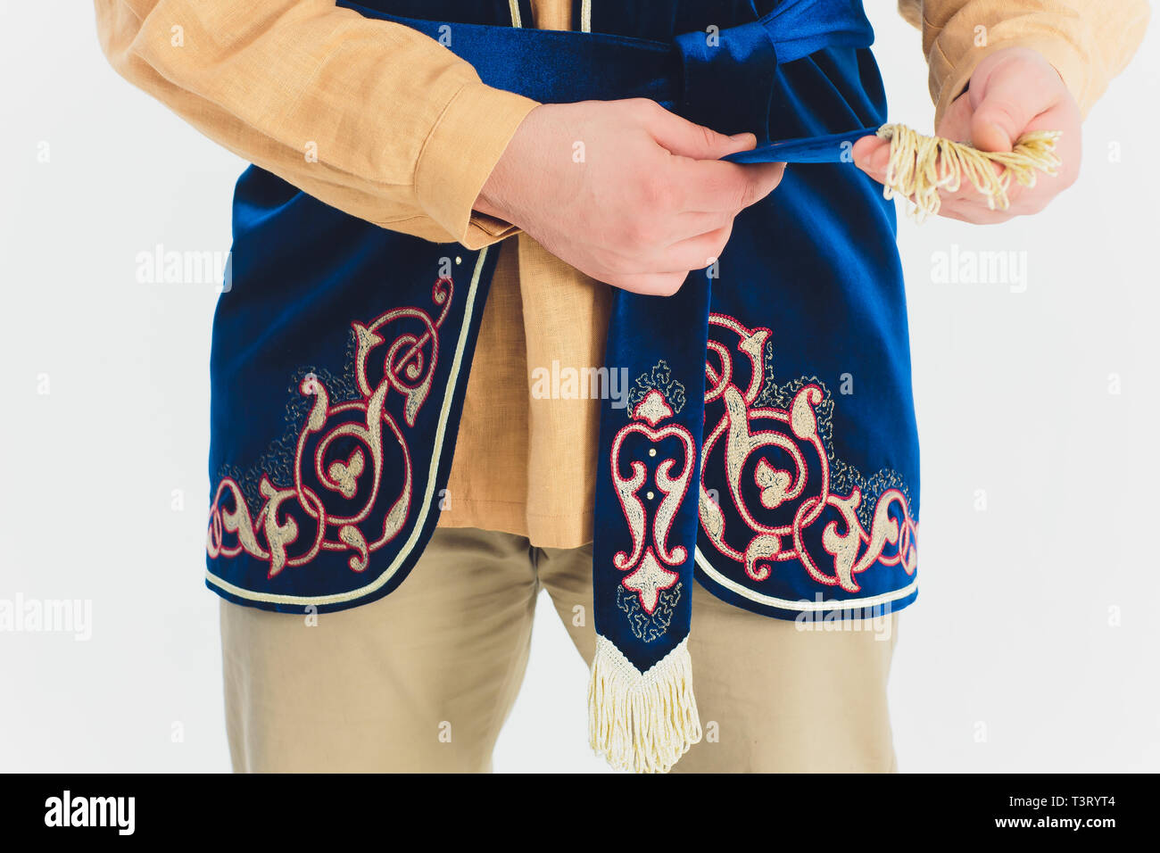 national Bashkir costumes. peoples of Russia. Tatars on white ...