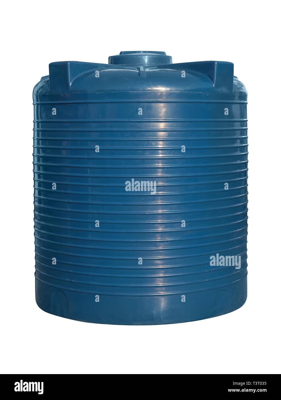 Blue big plastic barrel for water, canister isolated on white ...