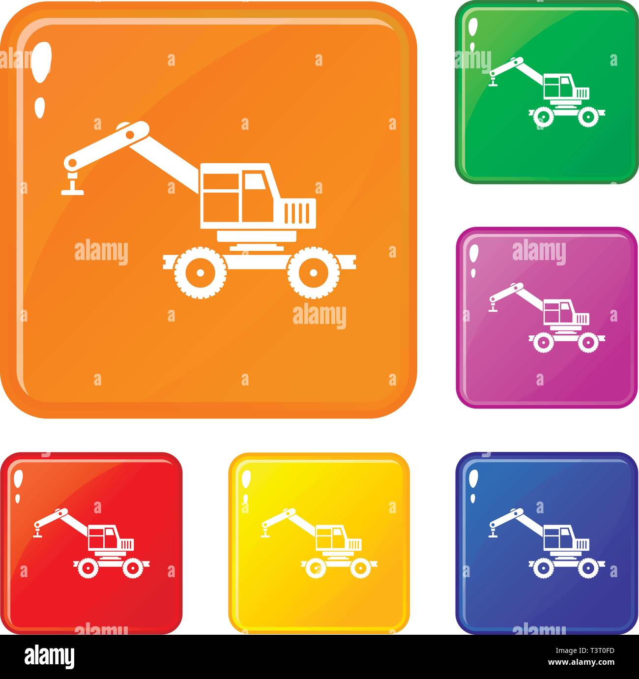Crane truck icons set vector color Stock Vector Image & Art - Alamy