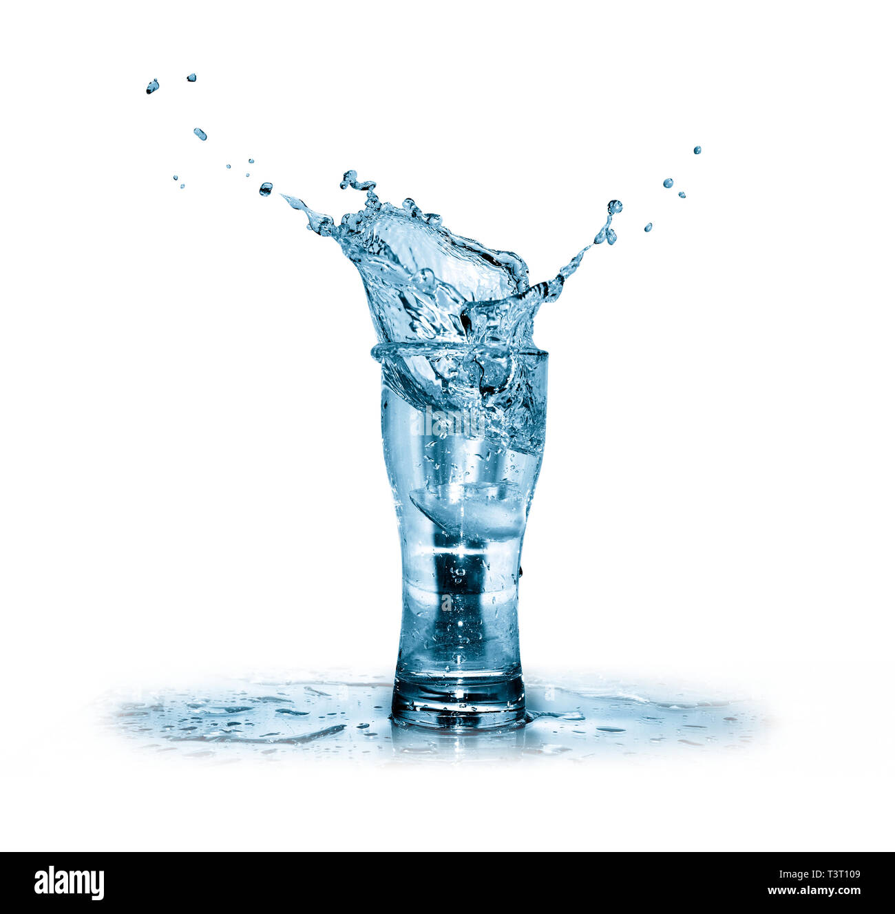 High glass with cold splashing water isolated on white background Stock ...