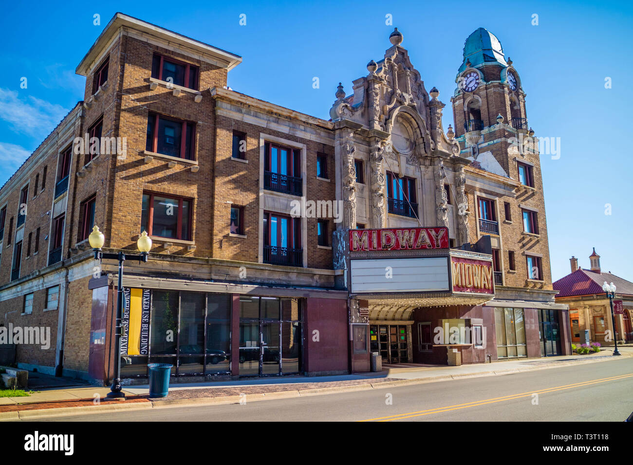 Rockford, IL, USA - June 4, 2017: The historic Midway Theatre in town ...