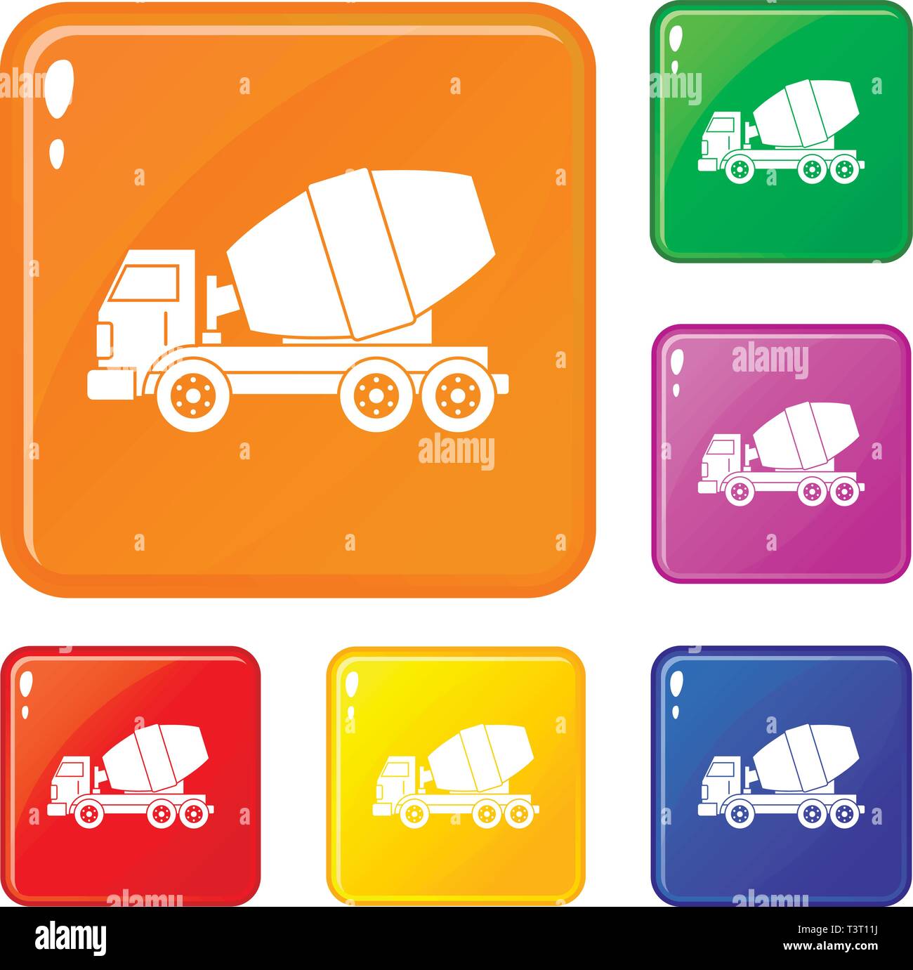 Truck concrete mixer icons set vector color Stock Vector Image & Art ...