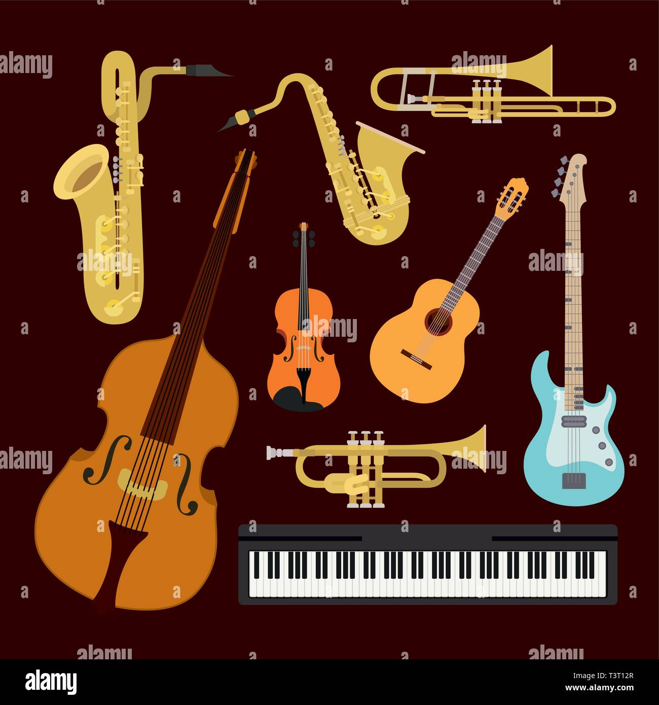Collection of old musical instruments Stock Vector Images - Alamy