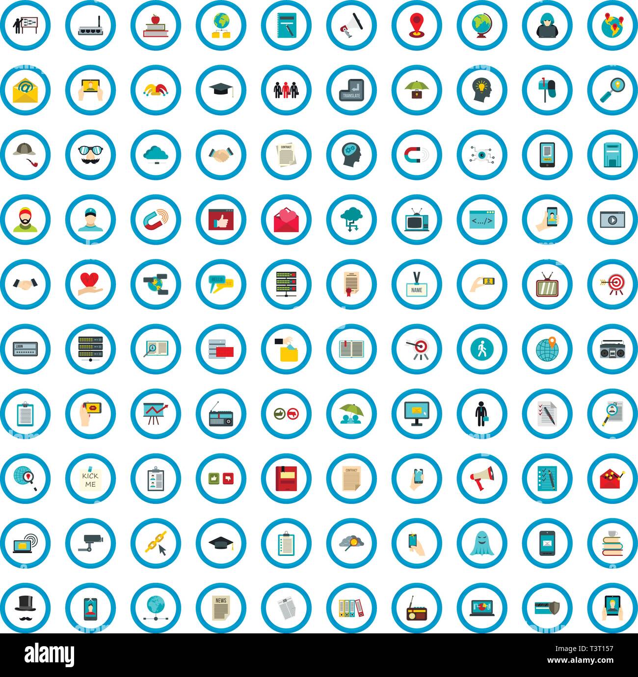 100 society icons set, flat style Stock Vector Image & Art - Alamy