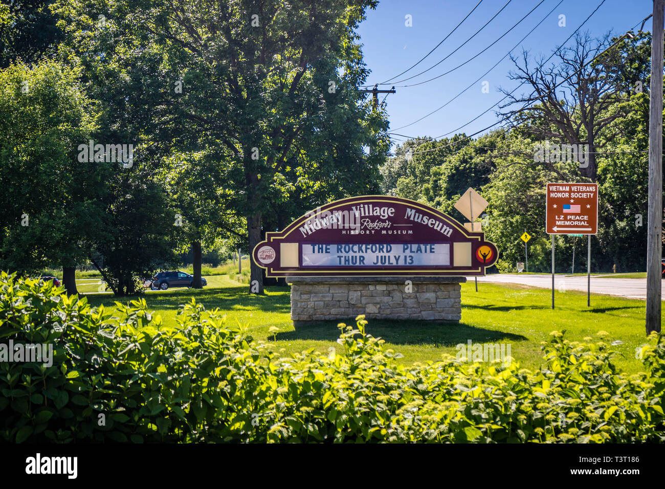 Rockford, IL, USA - June 4, 2017: A welcoming signboard at the entry ...