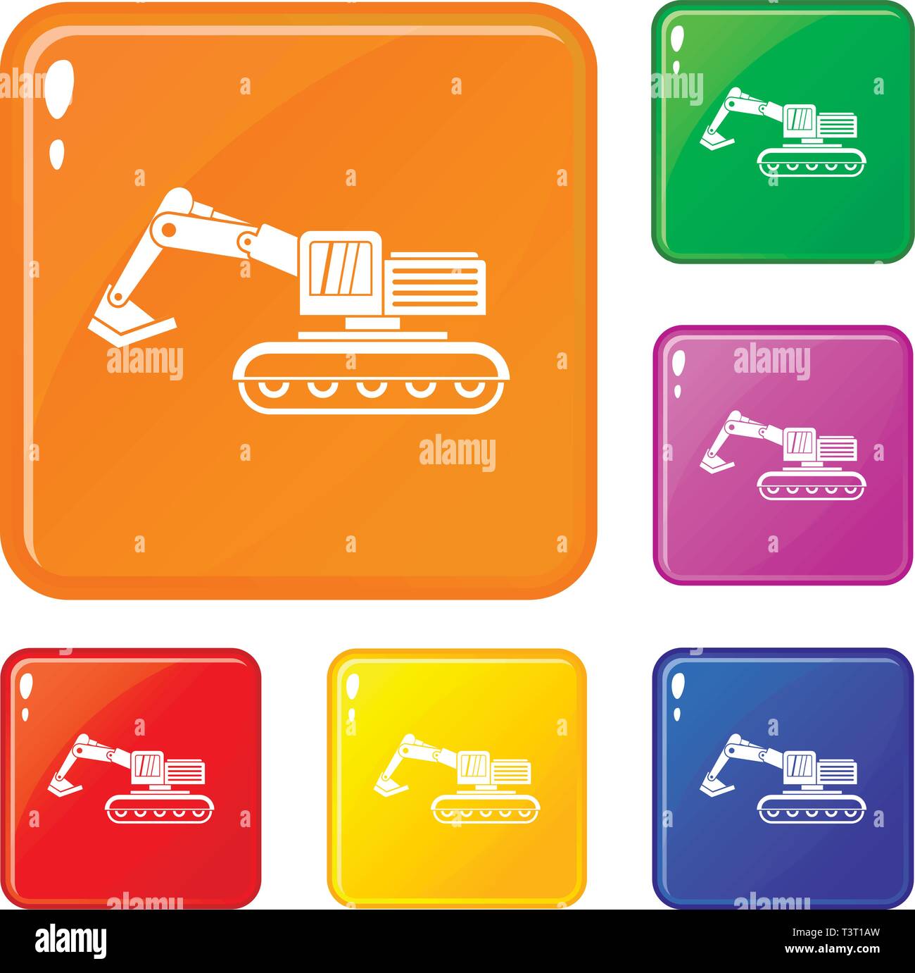 Excavator icons set vector color Stock Vector Image & Art - Alamy