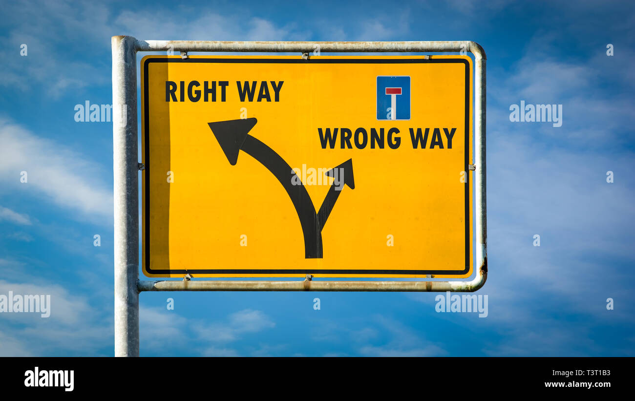 Street Sign RIGHT WAY versus WRONG WAY Stock Photo - Alamy