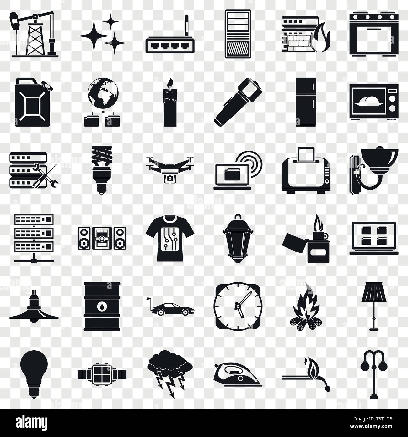 Electricity icons set, simple style Stock Vector Image & Art - Alamy