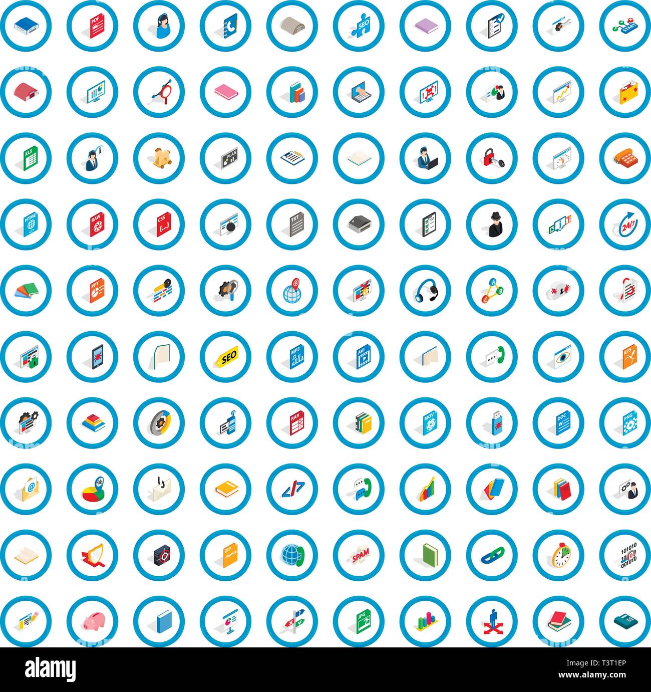 100 software icons set, isometric 3d style Stock Vector Image & Art - Alamy