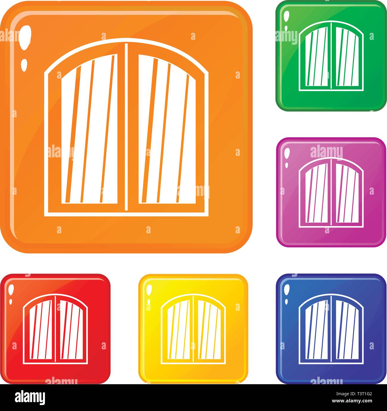 White window arched frame icons set vector color Stock Vector Image ...