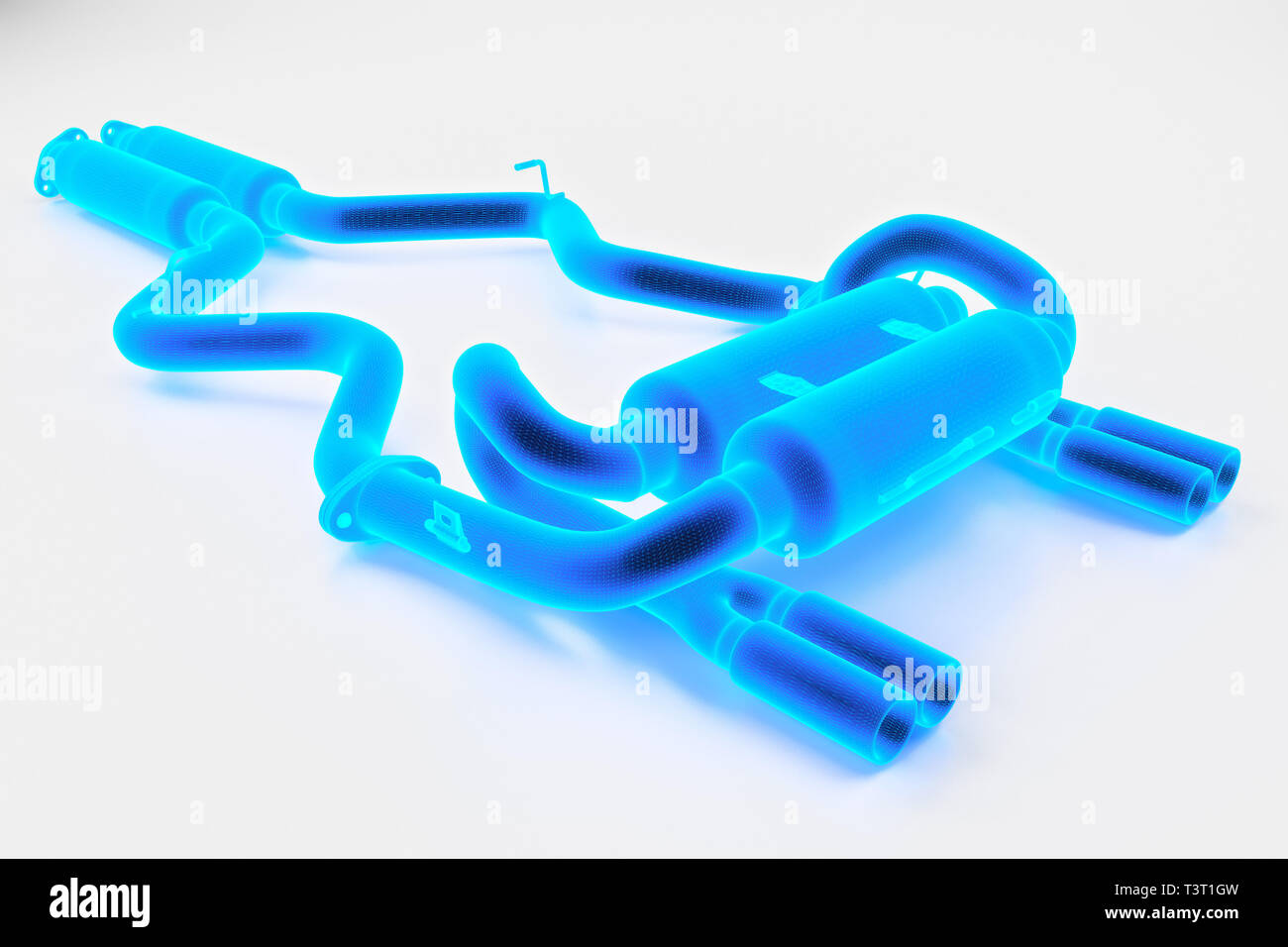 Tuning exhaust system for a sports car. Car muffler, exhaust silencer ...