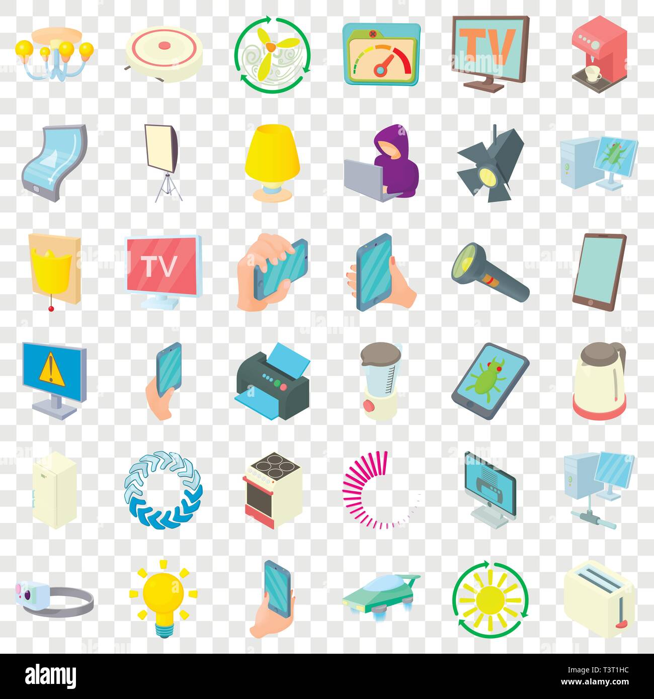 Electricity icons set, cartoon style Stock Vector Image & Art - Alamy