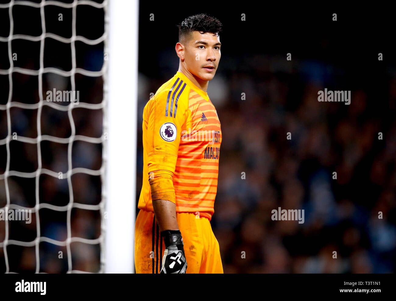 Manchester City goalkeeper Ederson in action during the Premier League ...
