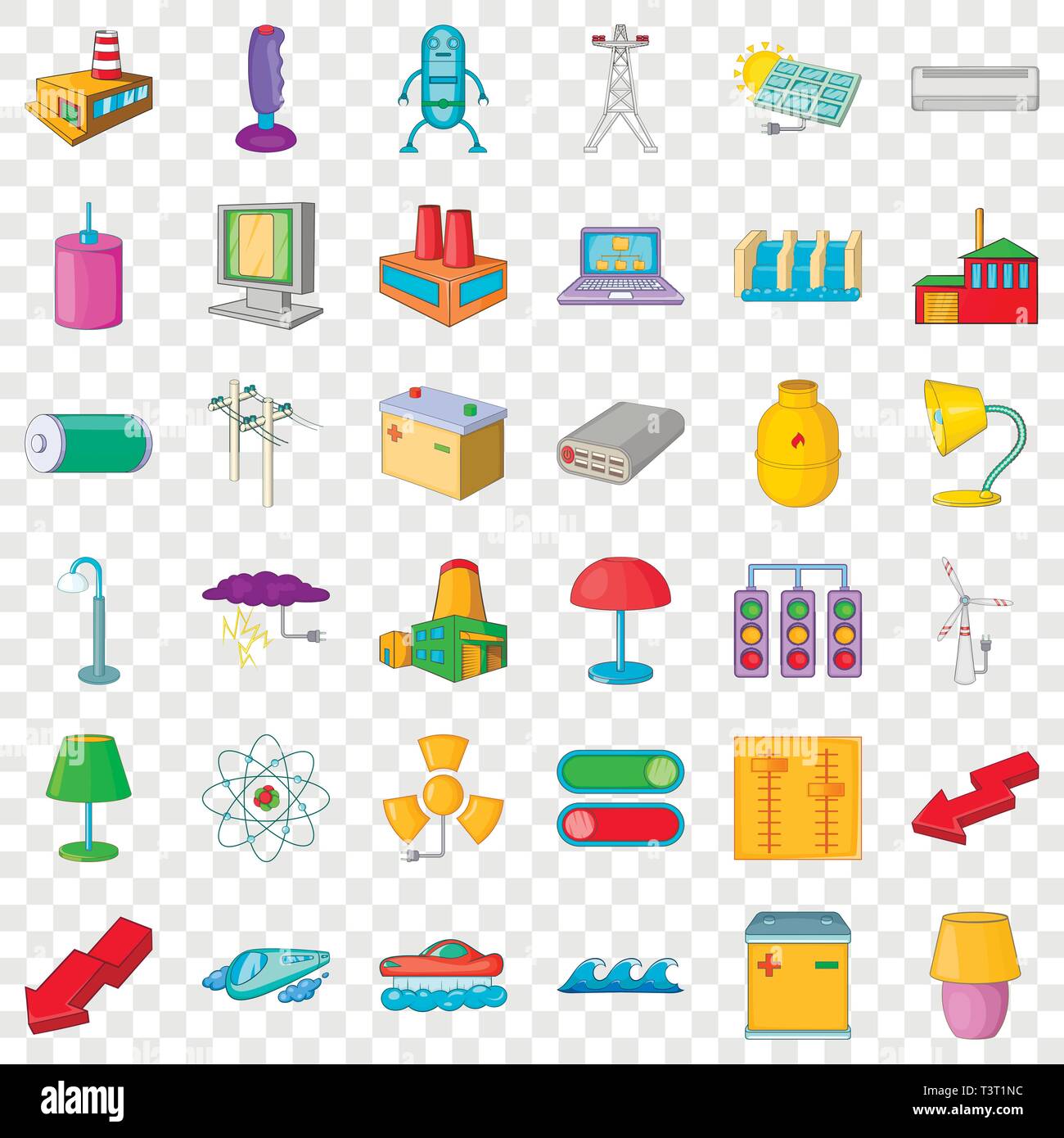 Electricity robot icons set, cartoon style Stock Vector Image & Art - Alamy