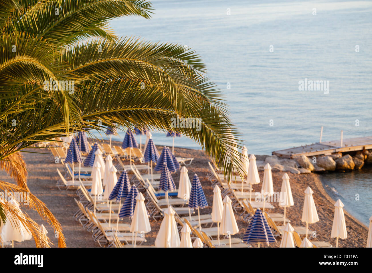 Summer sunrise on coast, Corfu island, Greece. Beach with perfect views ...