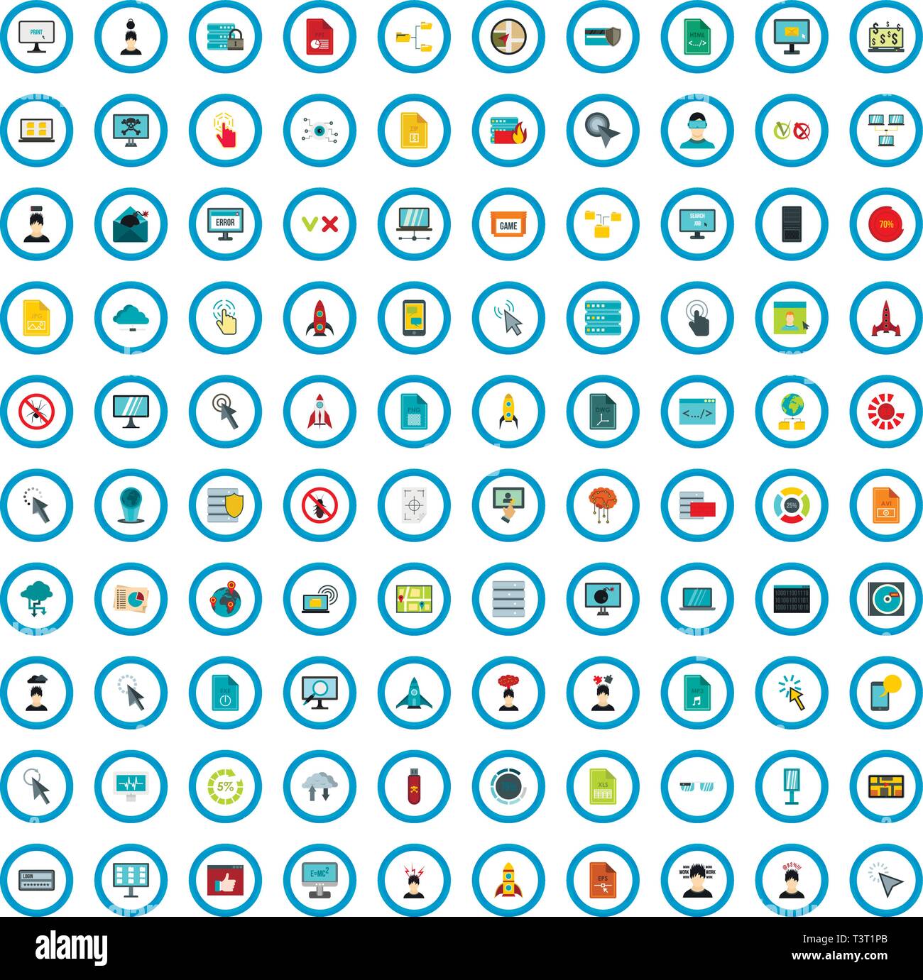 100 software development icons set, flat style Stock Vector Image & Art ...