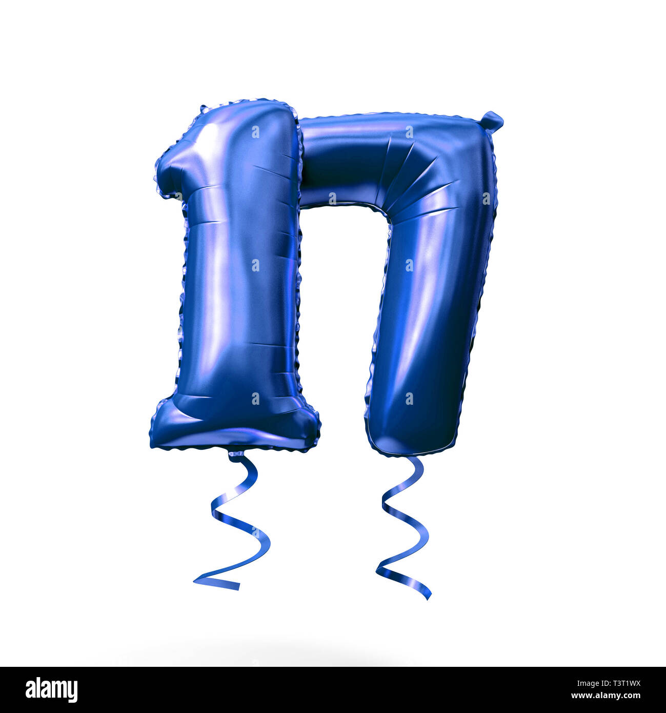 Number 17 blue foil helium balloon isolated on a white background. 3D ...