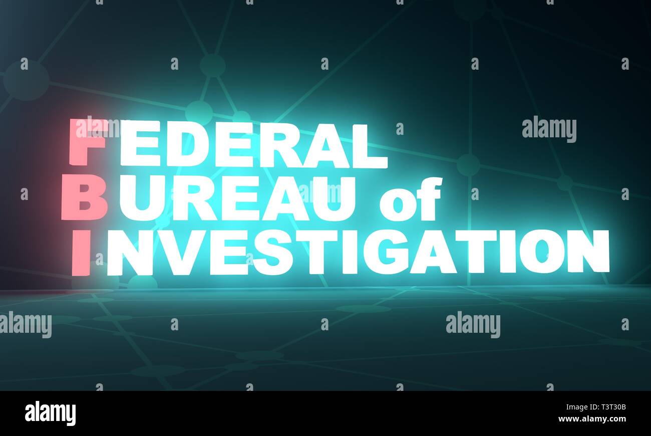 Acronym FBI - Federal Bureau of Investigation. 3D rendering. USA ...