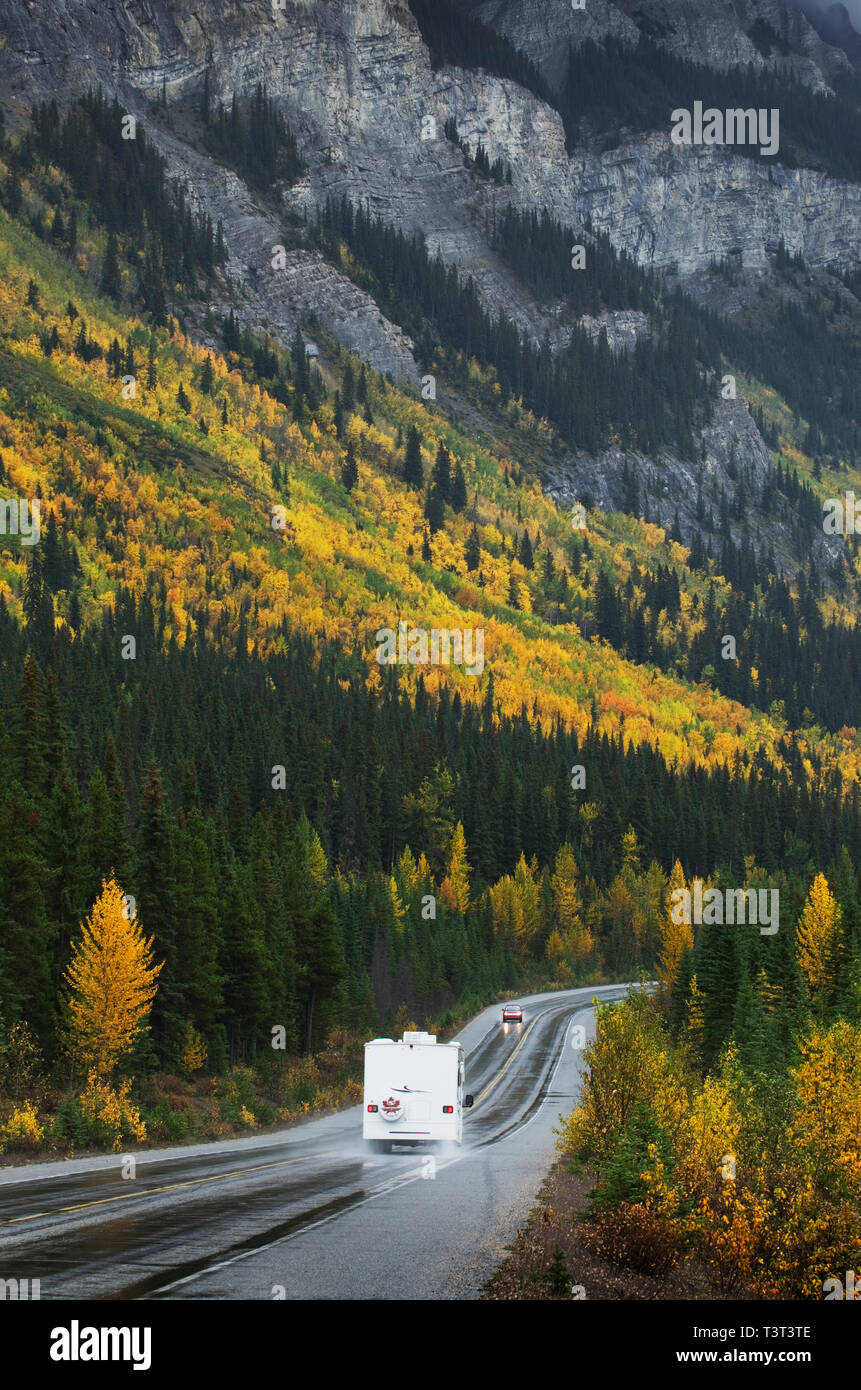R.V. driving on road through remote mountains Stock Photo - Alamy