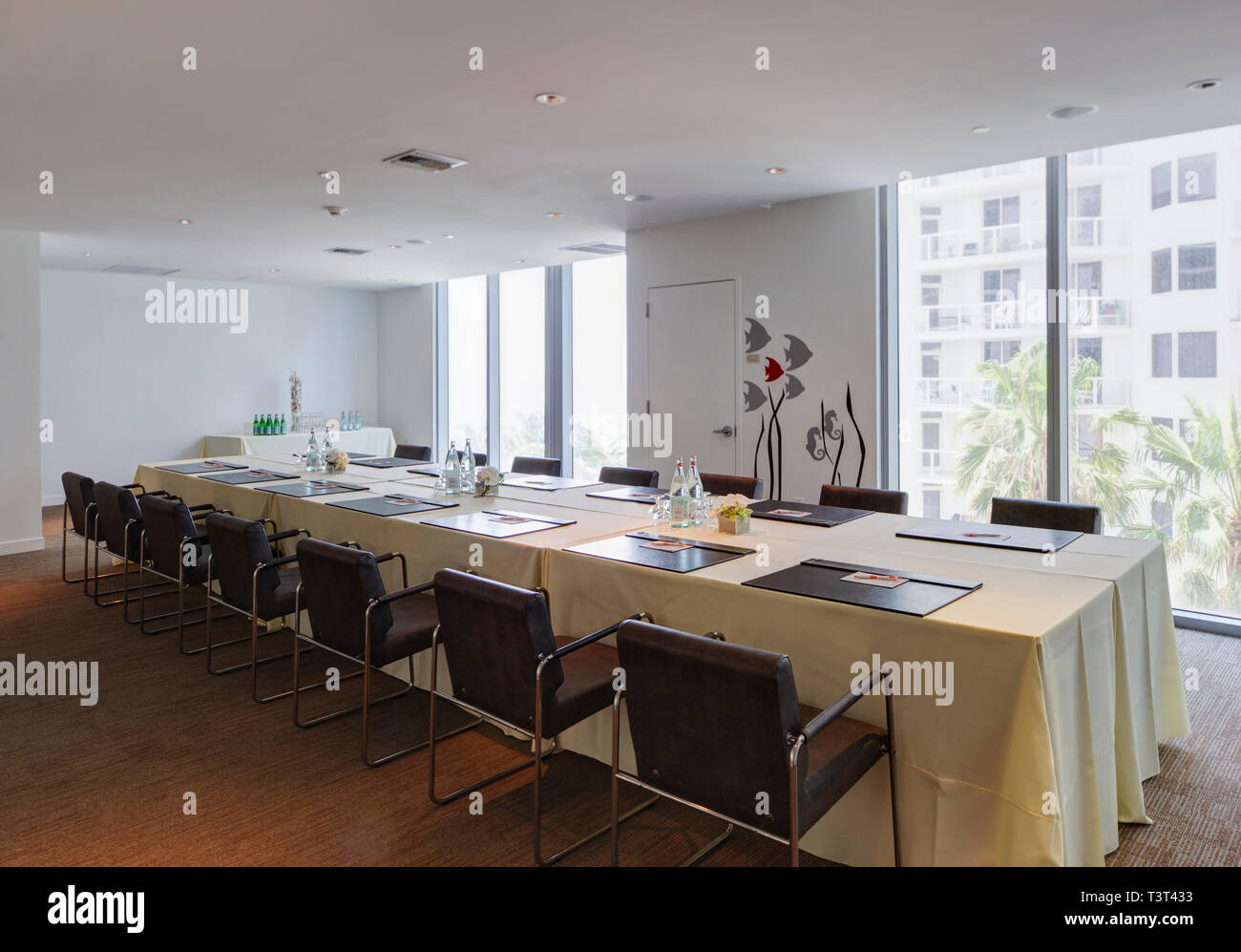 Empty table in office meeting room Stock Photo - Alamy