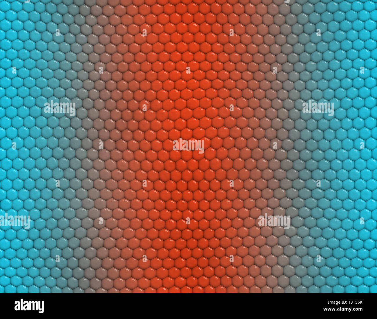 Light blue and orange gradient snake skin seamless pattern, hexagonal ...