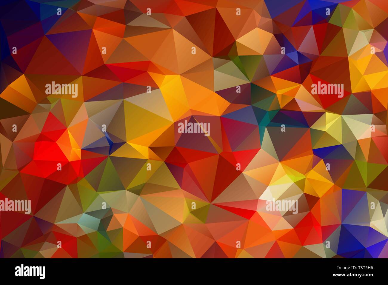 Bright fiery background of multicolored triangles. Hot, summer gradient ...