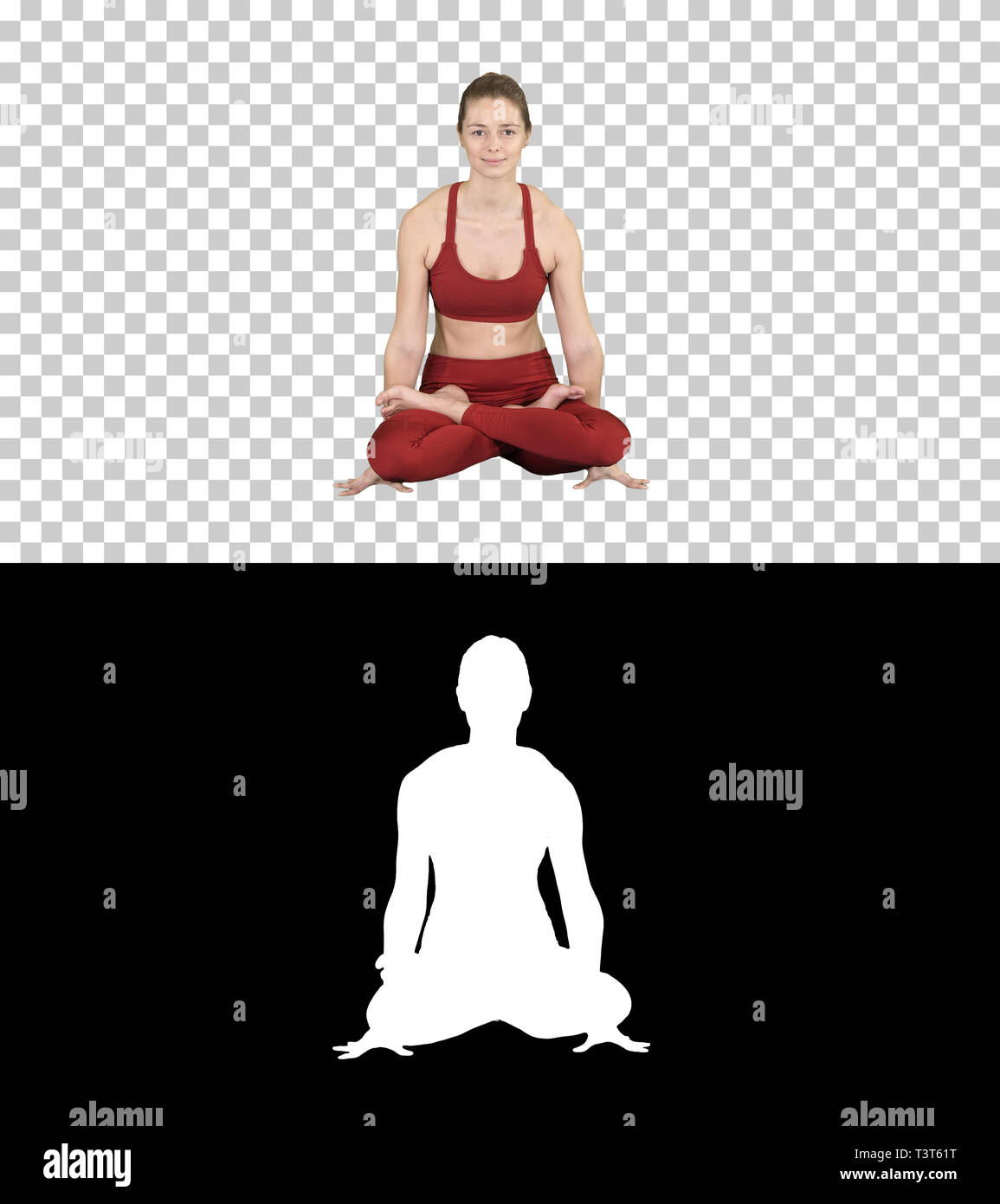Tolasana or Scale Pose Beautiful woman do Yoga sitting arm lift posture ...