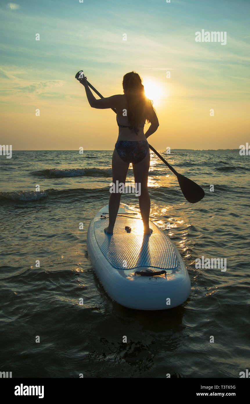 Lady on paddleboard hi-res stock photography and images - Alamy