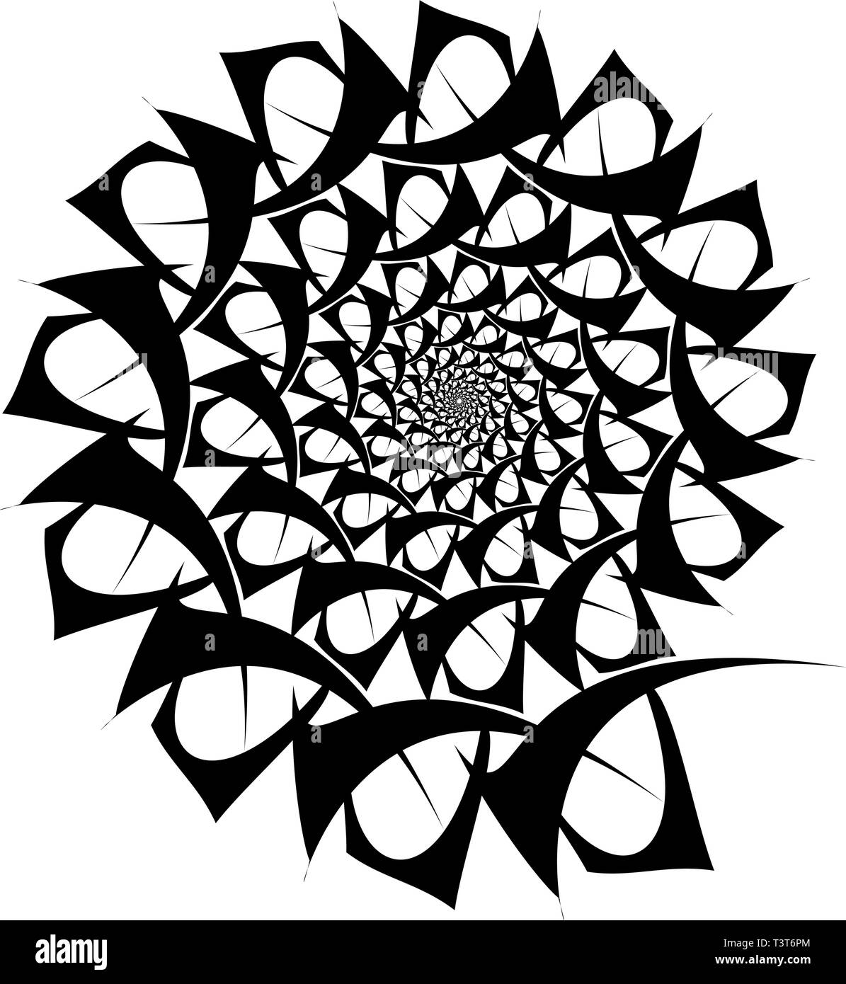 Abstract spiral figure rotation. Square Background black on white Stock ...