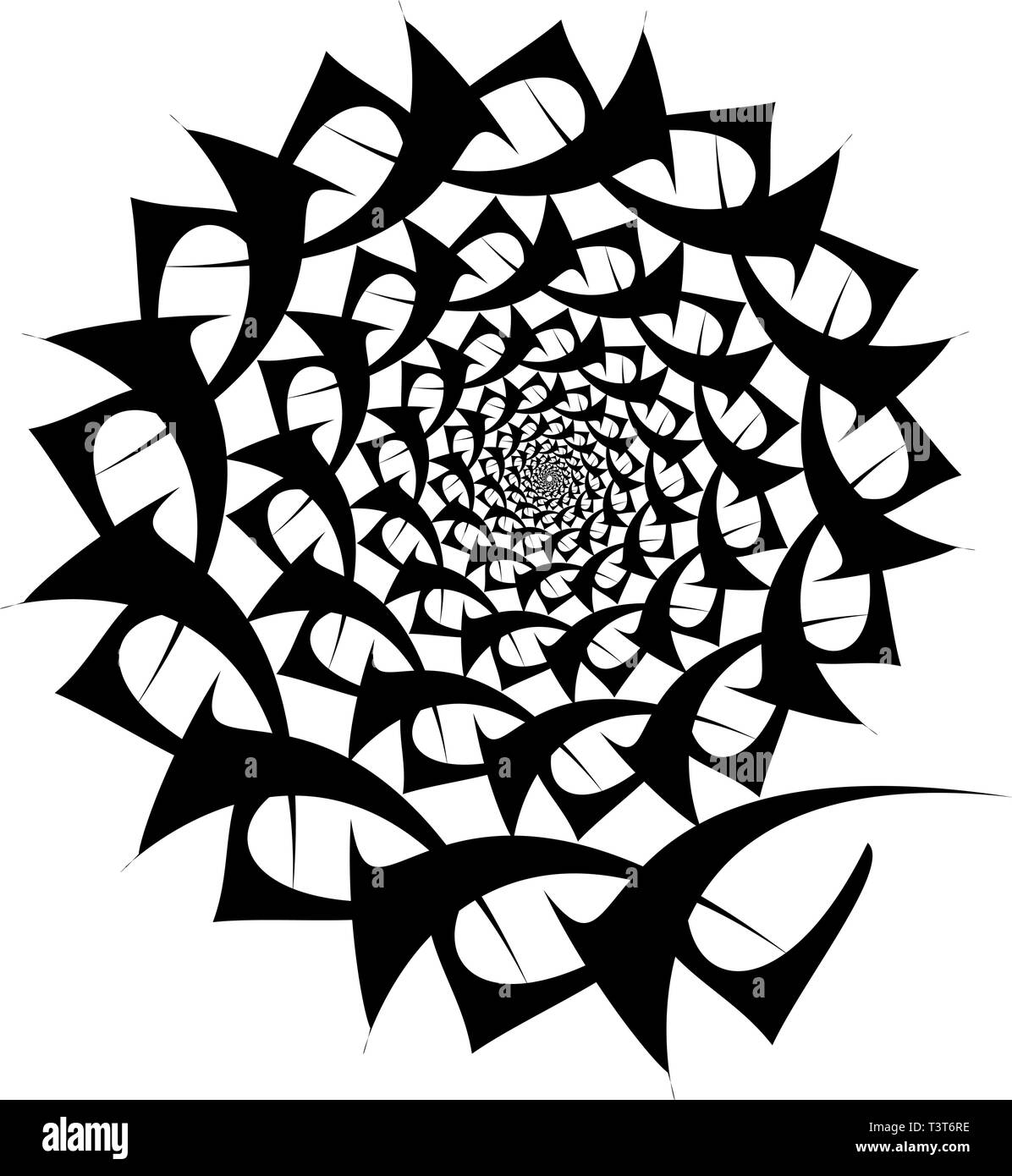 Abstract spiral figure rotation. Square Background black on white Stock ...