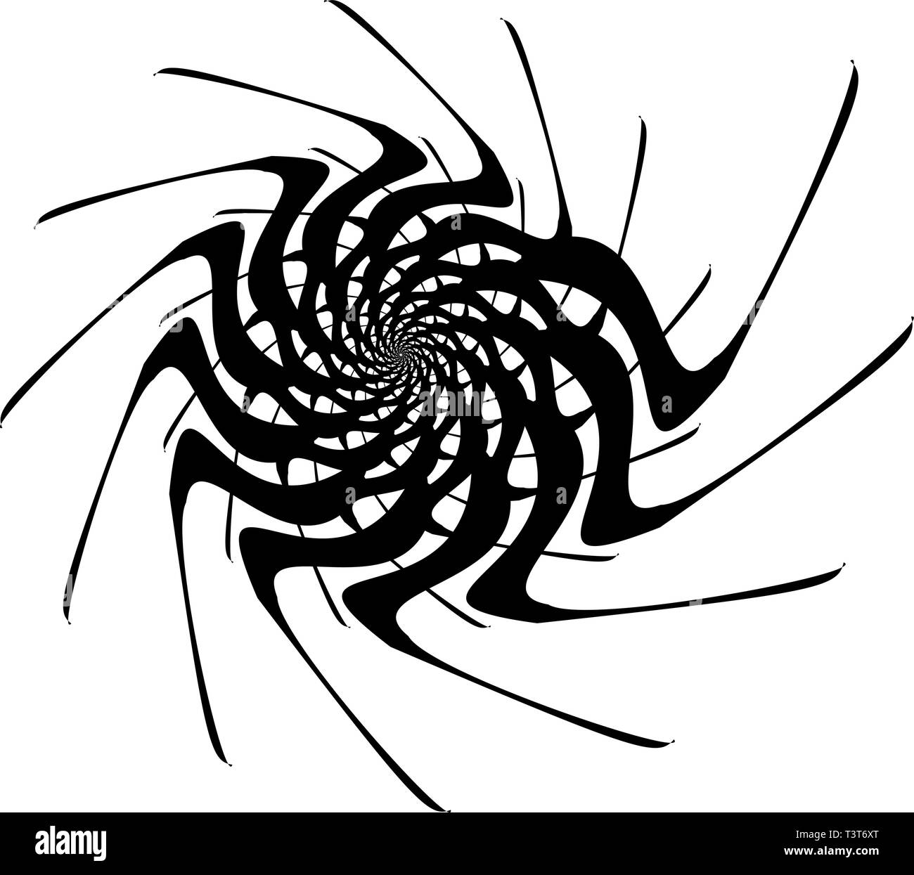 Abstract spiral figure rotation. Square Background black on white Stock ...