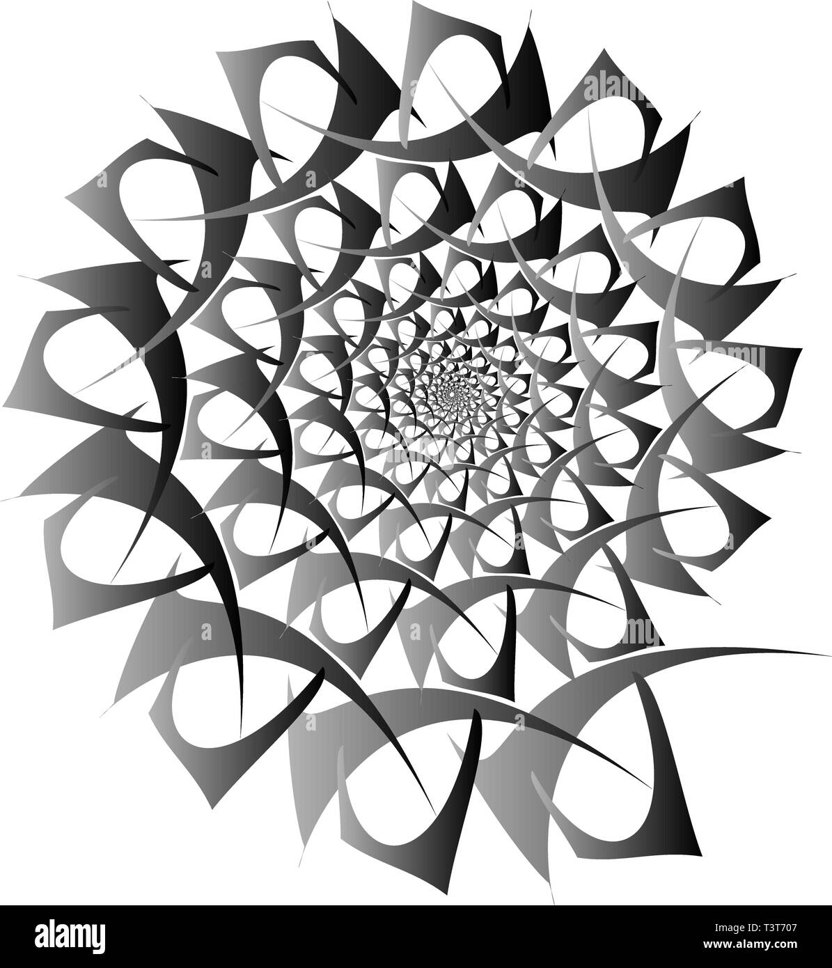 Abstract spiral figure rotation. Square Background black on white Stock ...